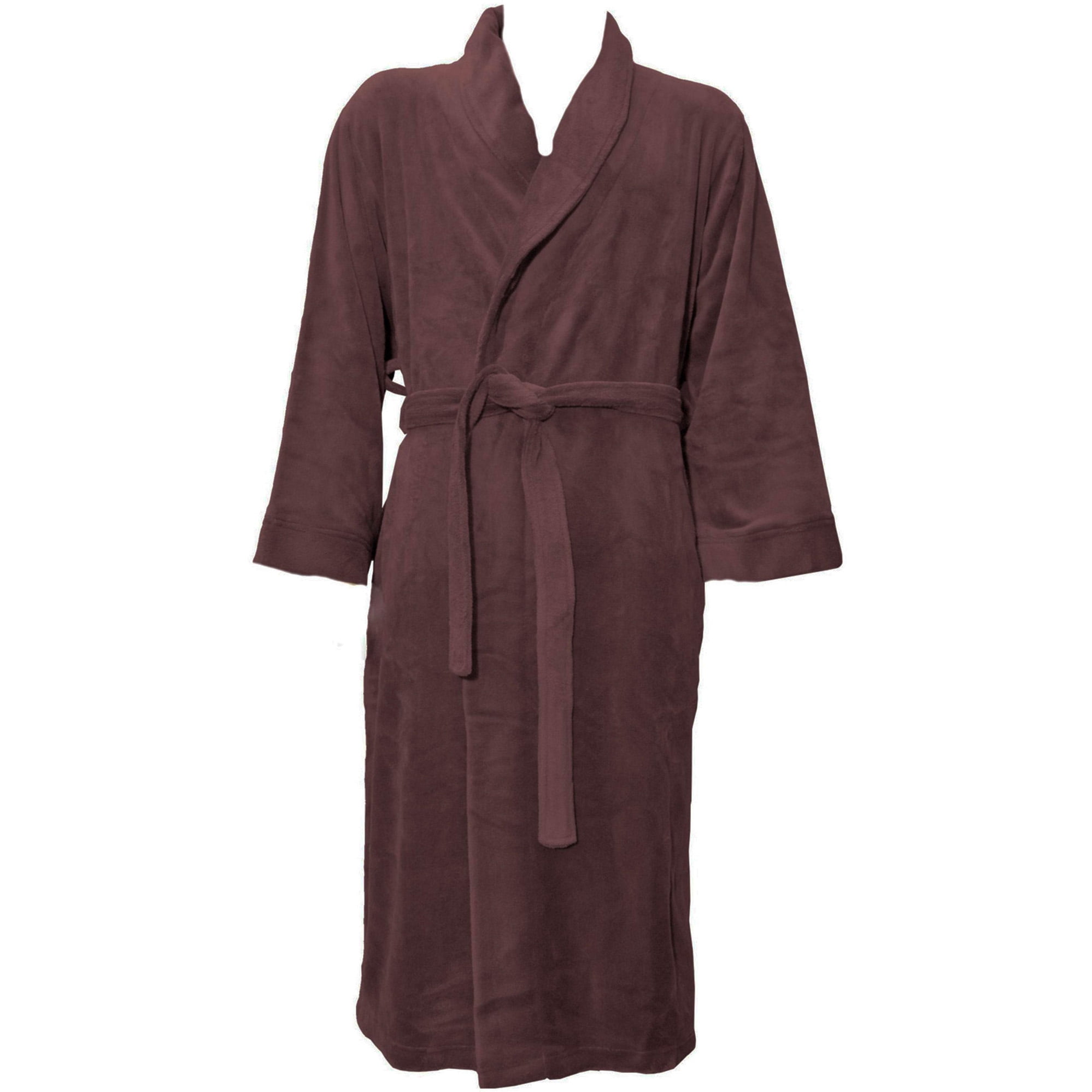 Men's Women's Solid Color Plush Shawl Collar Kimono Bathrobe Robe ...