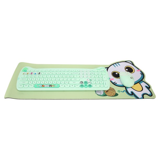 Keyboard Set, Cute Round Key Ergonomic Keyboard Mouse Combo 2.4GHz ...