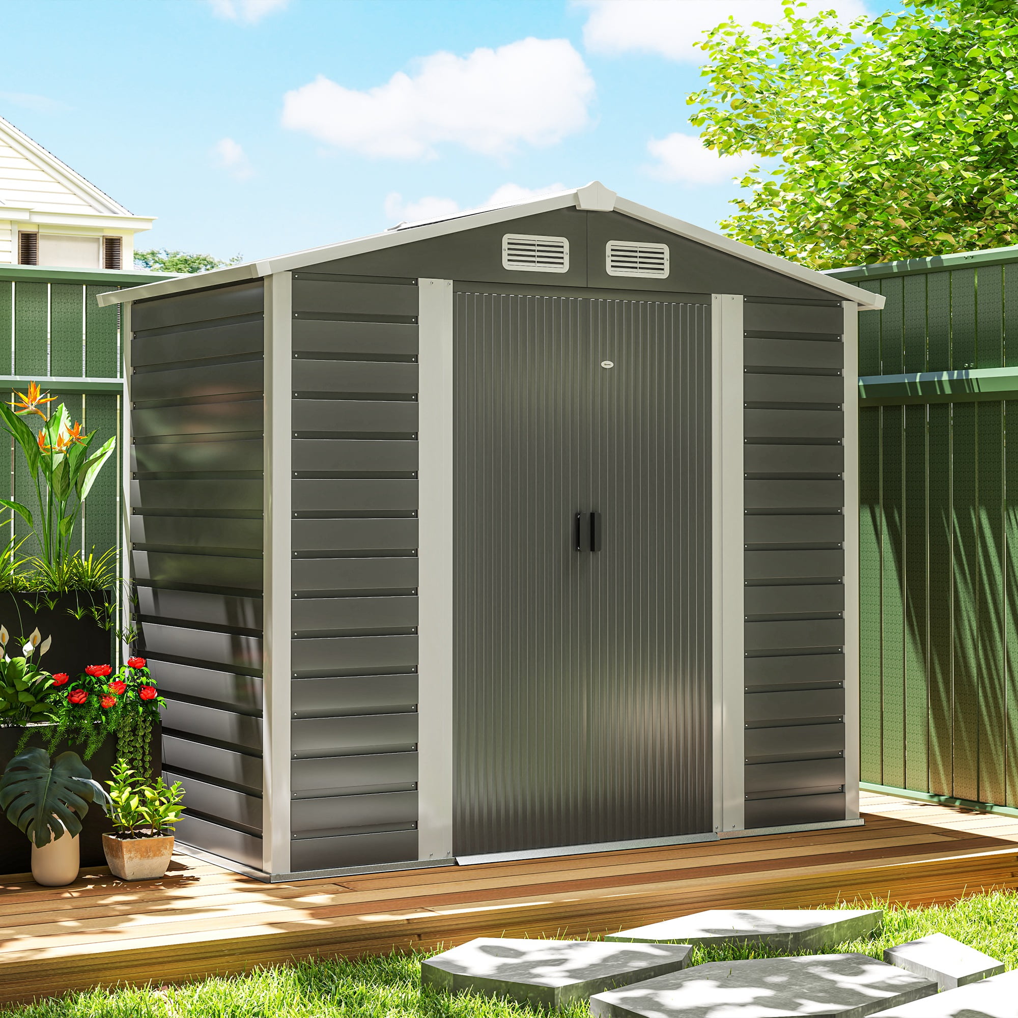 Click here for Outsunny 7 X 4 Metal Tool Shed  Outdoor Shed With... prices