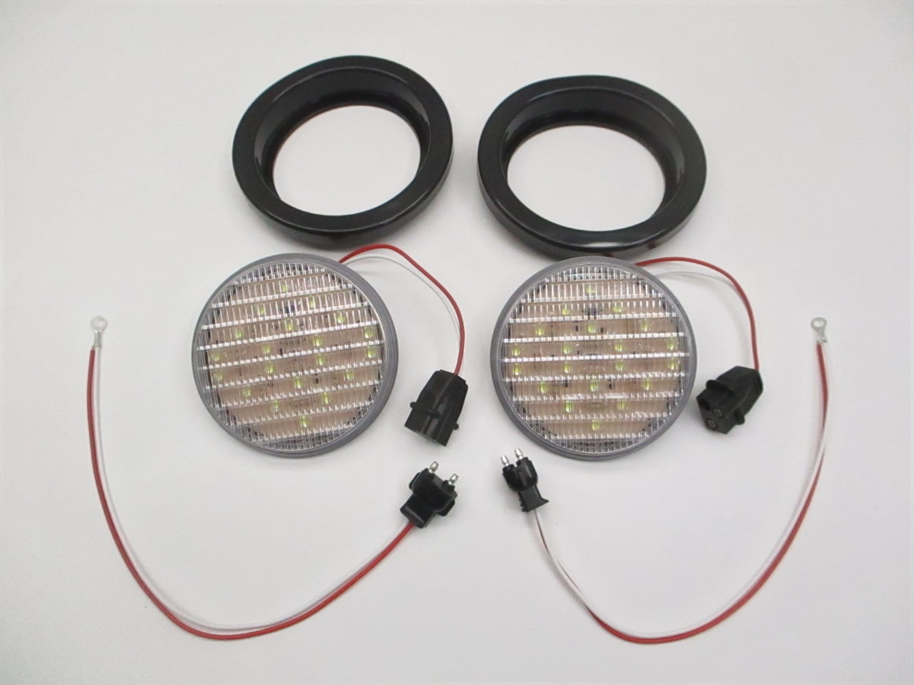 (2) 4" Round Clear White LED Truck Trailer Reverse Back Up Utility ...