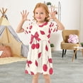 BZSMCE Short Sleeve Dress A-line Silhouette Red Bow Cherry Of Pattern ...