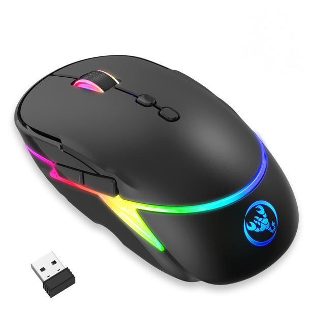Wireless Gaming Mouse Up to 3200 DPI, Rechargeable USB Wireless Mouse ...