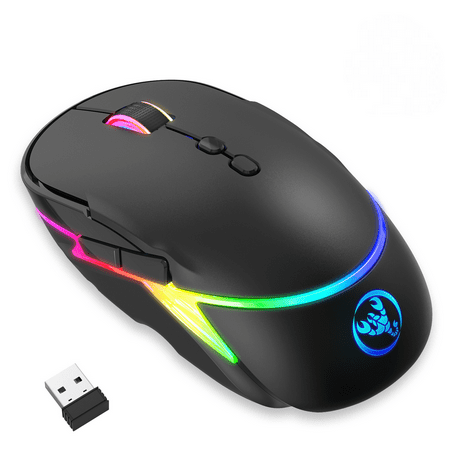 Wireless Gaming Mouse Up to 3200 DPI, Rechargeable USB Wireless Mouse ...