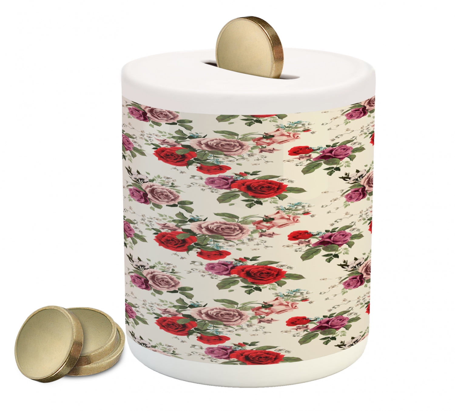 Shabby Flora Piggy Bank, Summer Spring Romantic Valetines Day Themed ...