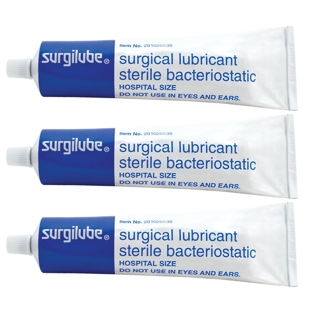3 Pack SURGILUBE Lubricating Jelly Lube Sterile Tube Screw Top Tube 4 ...