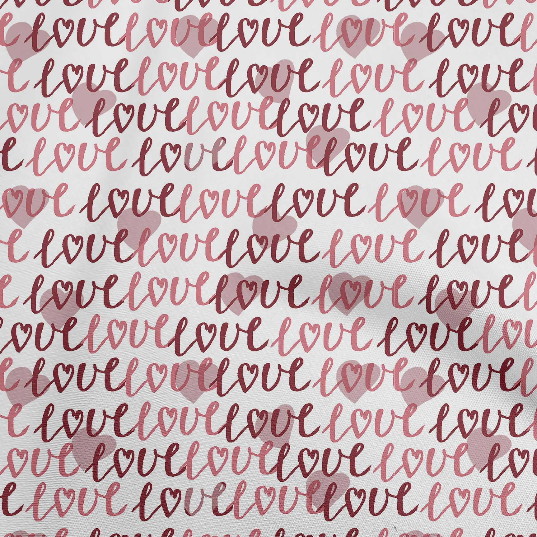 oneOone Silk Tabby Pink Fabric Valentine Love Heart Sewing Material ...