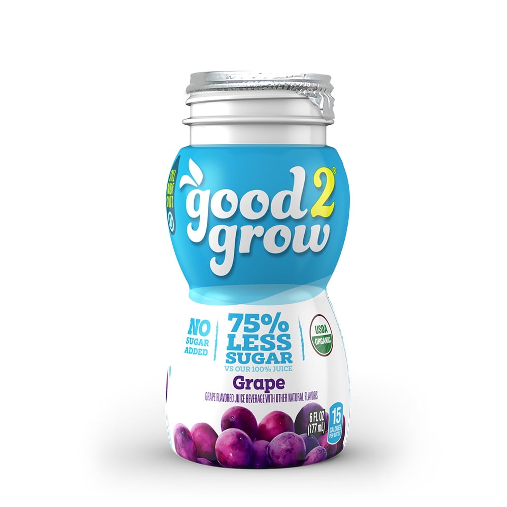 good2grow Organic Low Sugar Grape Juice Refill, 24-pack of 6-Ounce BPA-Free Juice Bottles, Non ...