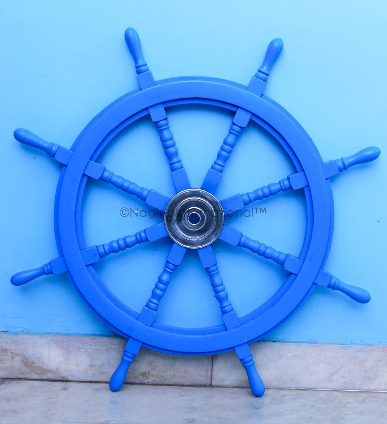 Ship Wheel Light Blue - Aluminum Hub - (12 Inches, Light Blue ...