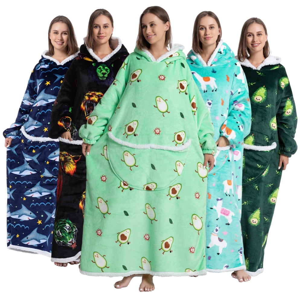 Click here for Generic Blanket Hoodie Robe With Giant Pocket Lamb... prices