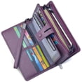 Bveyzi Women's Big Fat Rfid Leather Wristlet Wallet Organizer Large ...