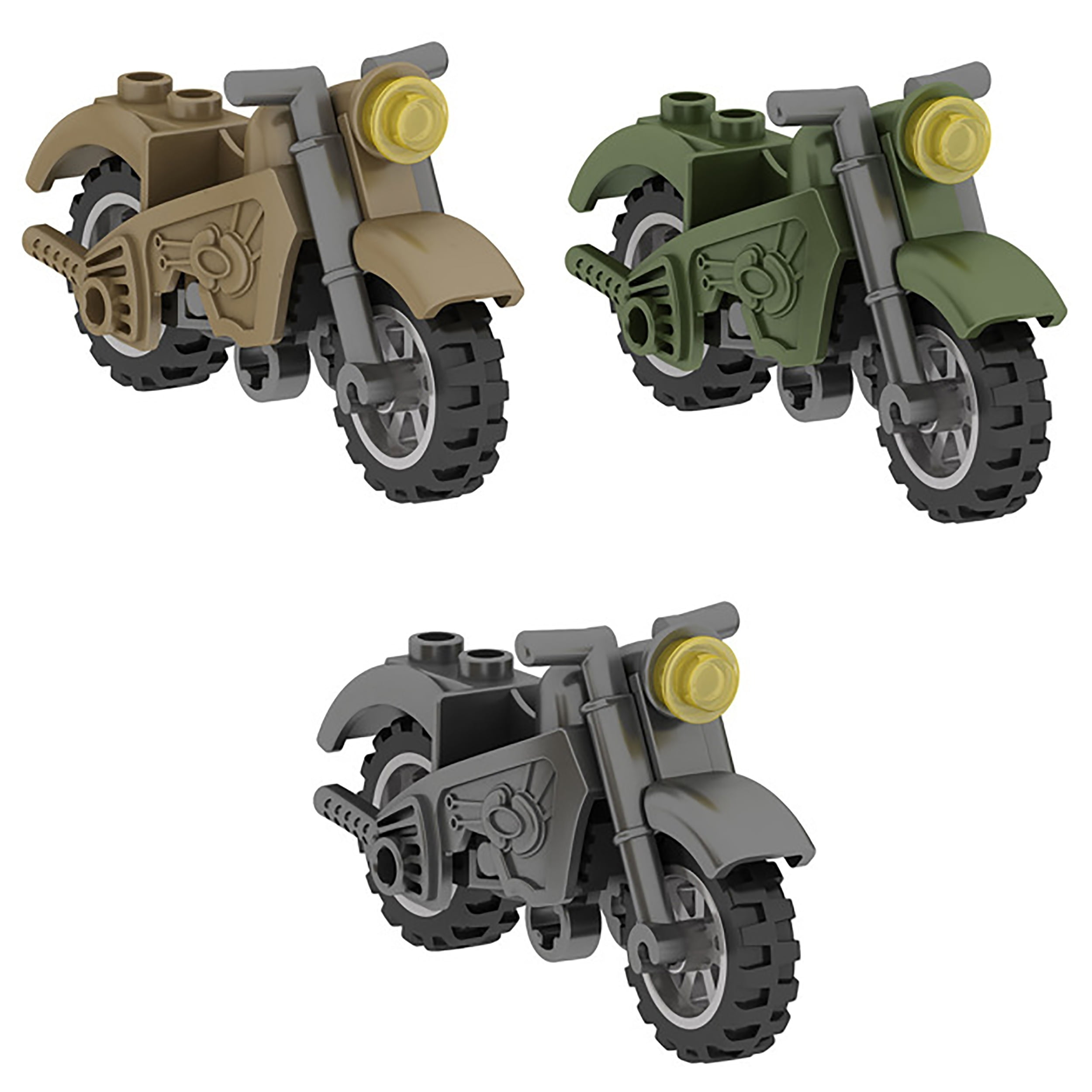 soapjucie 3pc Motorcycle Building Block Toys, Military DIY Assembled ...