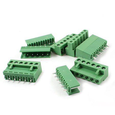 5 Set 6 Pin 5.08mm Screw Pluggable Terminal Block Connector Green 300V ...