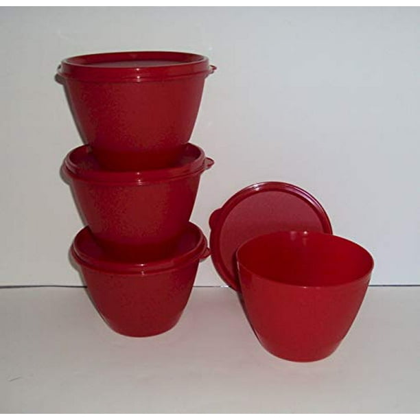Tupperware 4 Piece Set of Red Refrigerator Bowls with Seals - Walmart.ca