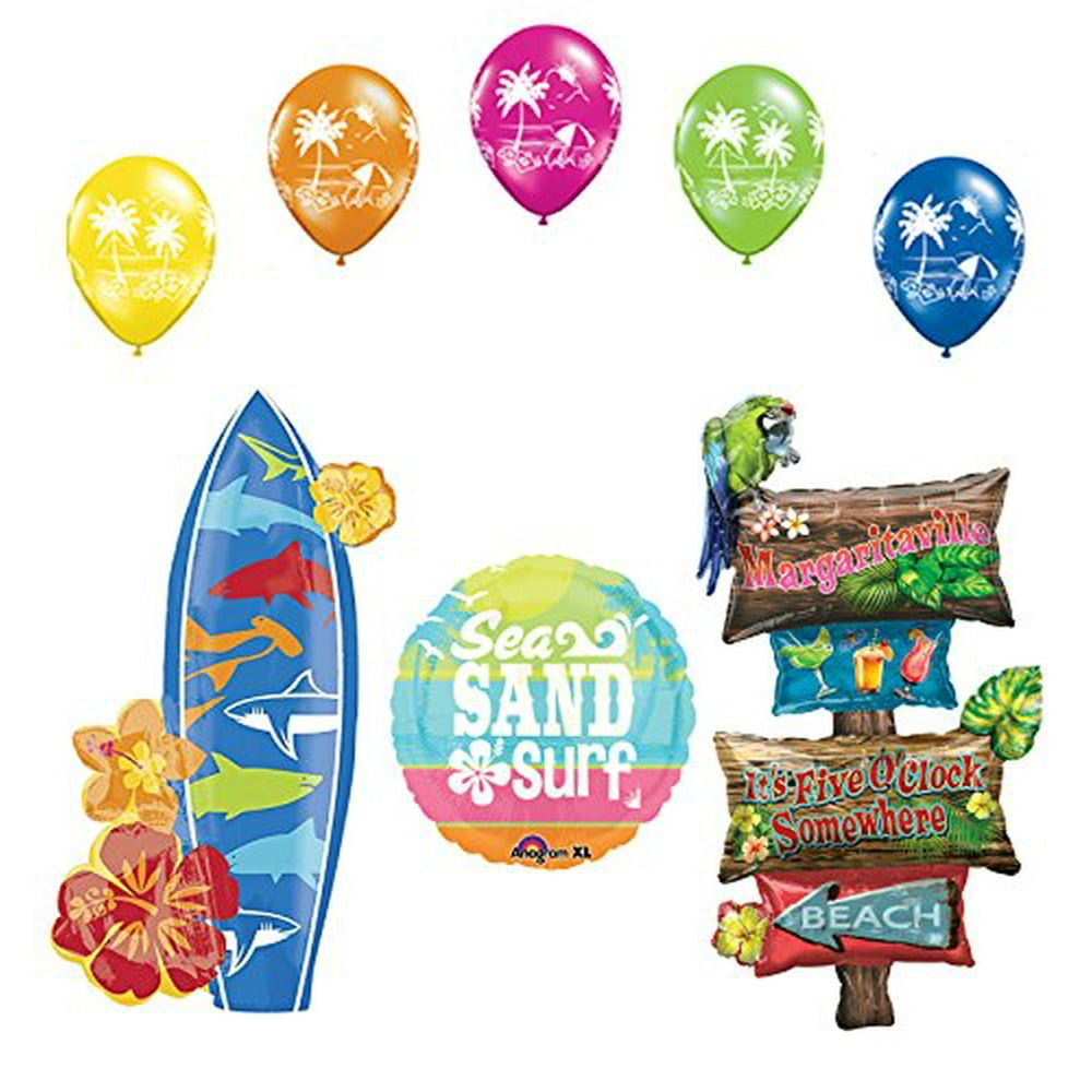 Beach Luau Party Supplies Margaritaville and Surfboard Balloon Bouquet ...