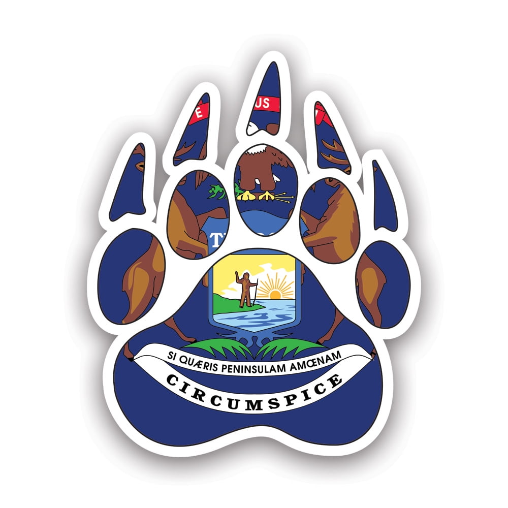 Michigan State Bear Print Shaped Sticker Decal - Self Adhesive Vinyl ...