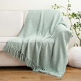 Battilo Sage Green Knit Throw Blanket, Herringbone Design, 50"x60 ...