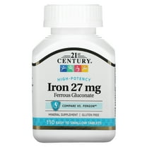 Fergon High Potency Iron Supplement Tablets, 27 mg, 100 ct, Slow Acting ...
