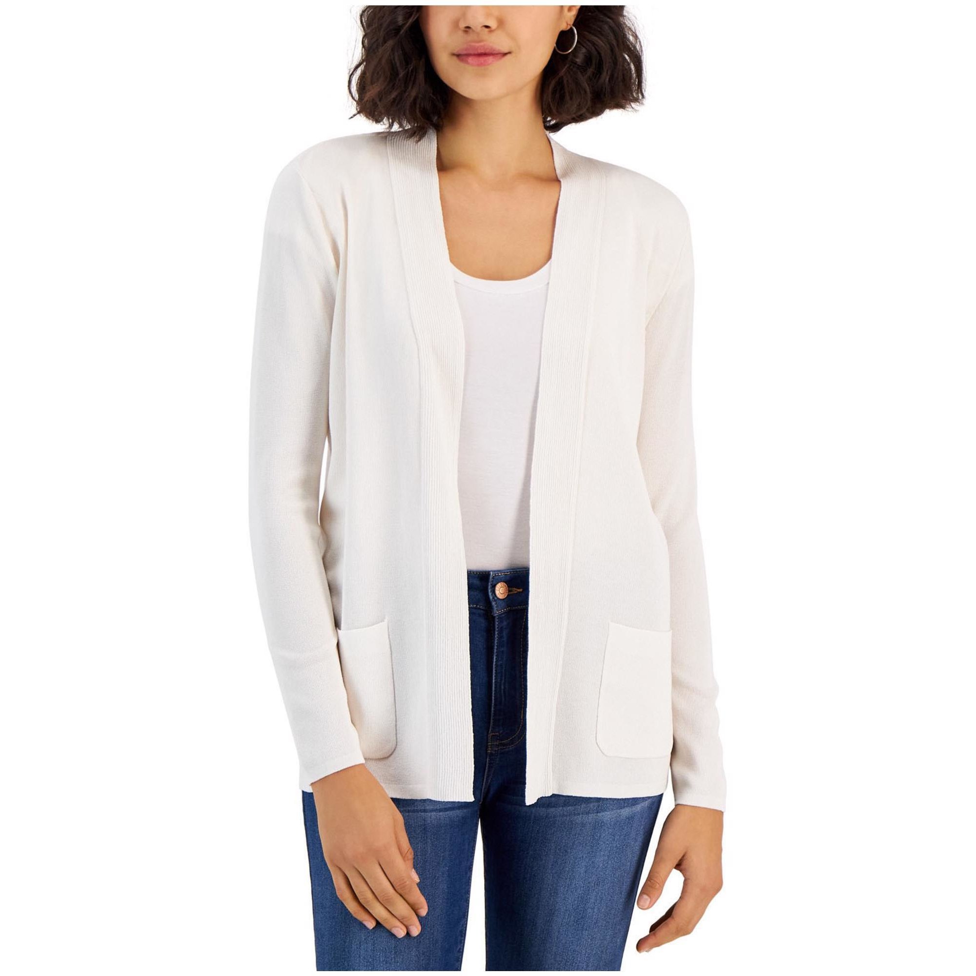 Jones New York Womens Open Front Icon Cardigan Sweater, Beige, Small ...
