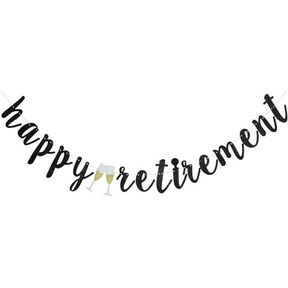 Black Happy Retirement with Two Red Hearts Banner, Vintage Garland for ...