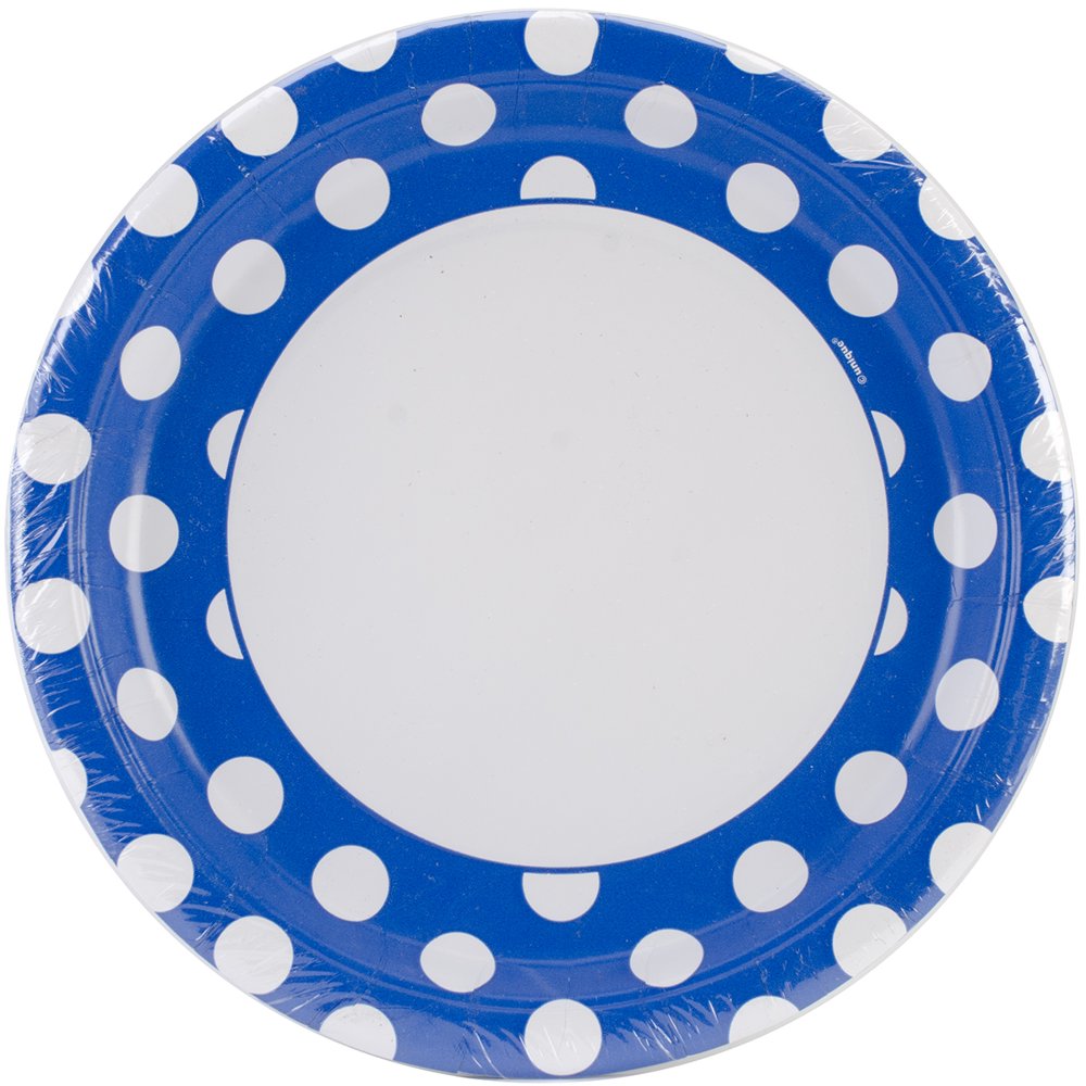 9" Polka Dot Paper Dinner Plates, Royal Blue, 8ct - Walmart.com ...