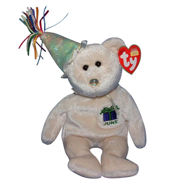 Ty Beanie Baby: June the Bear with Hat | Stuffed Animal | MWMT - Walmart.com