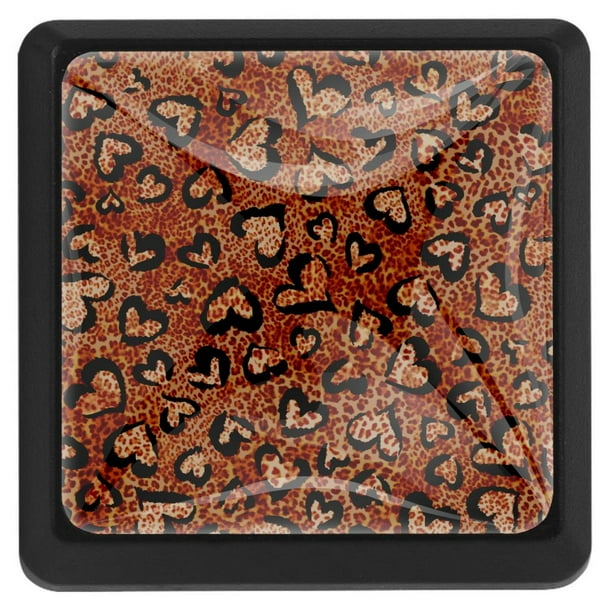 3 Pack Leopard Print Square Cabinet Door Knobs Decor for Cupboard ...