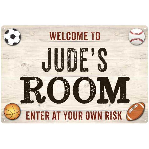 JUDE'S Room Kids Bedroom Sign Boy's 8x12 Metal 208120090307 - Walmart.com