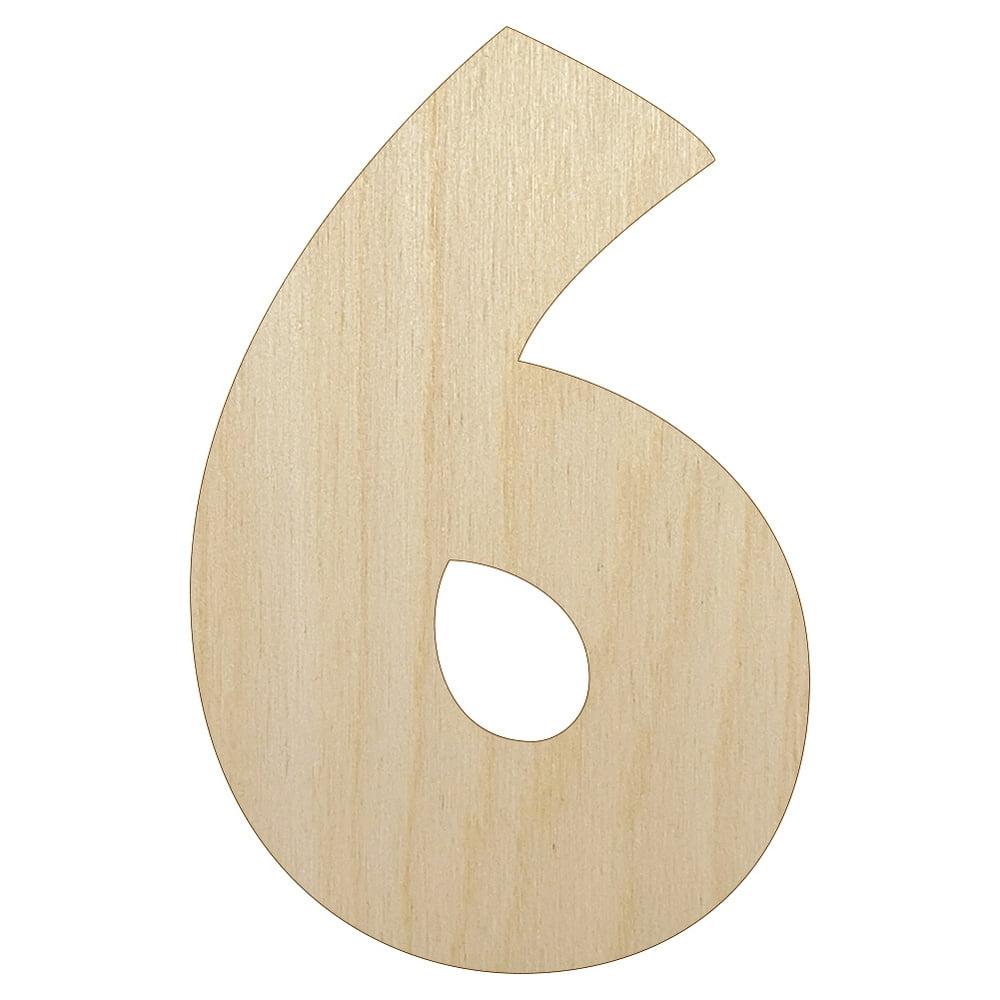 Number 6 Six Fun Bold Font Wood Shape Unfinished Piece Cutout Craft DIY ...
