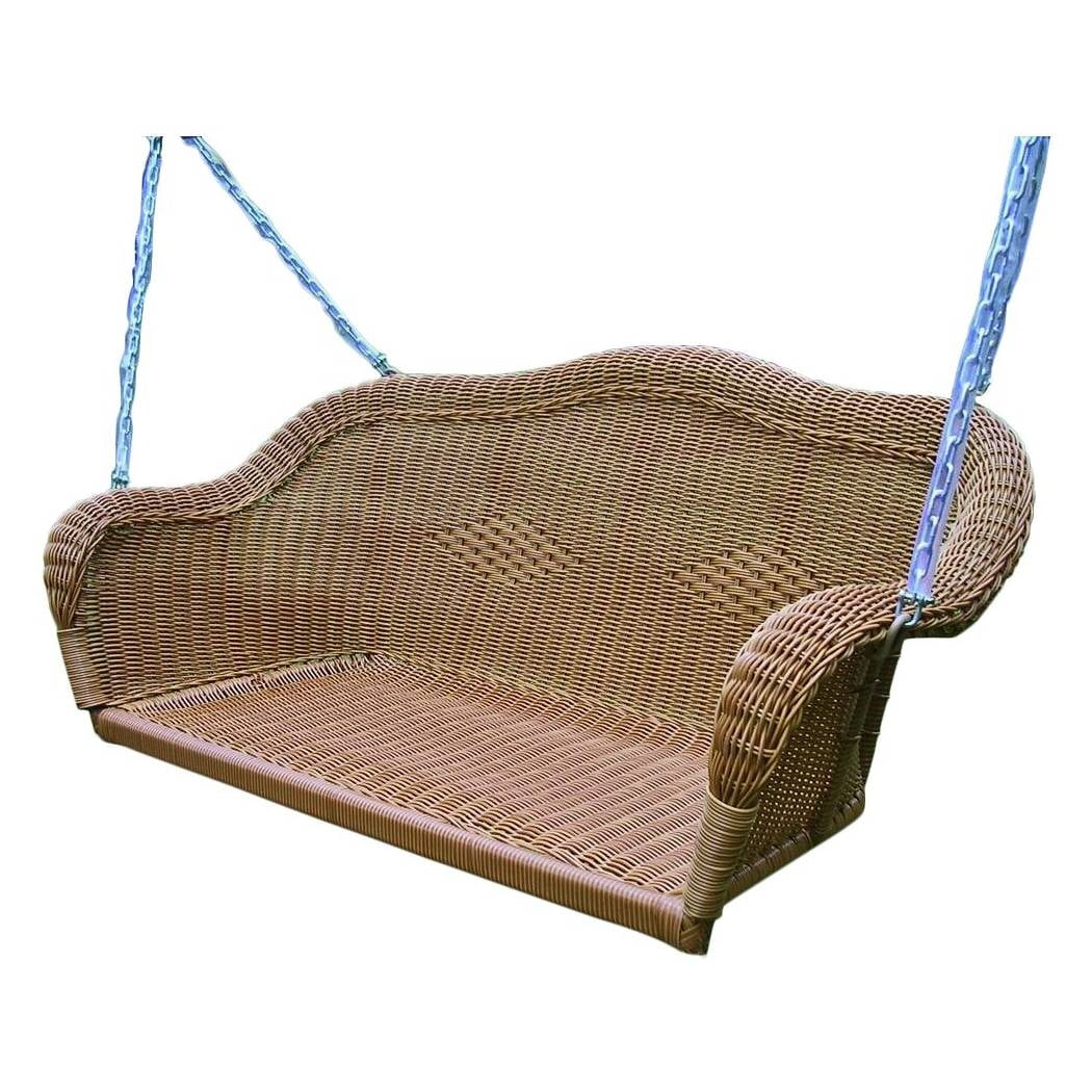 Brown Resin Wicker Porch Swing with 4-ft Hanging Chain - Walmart.com
