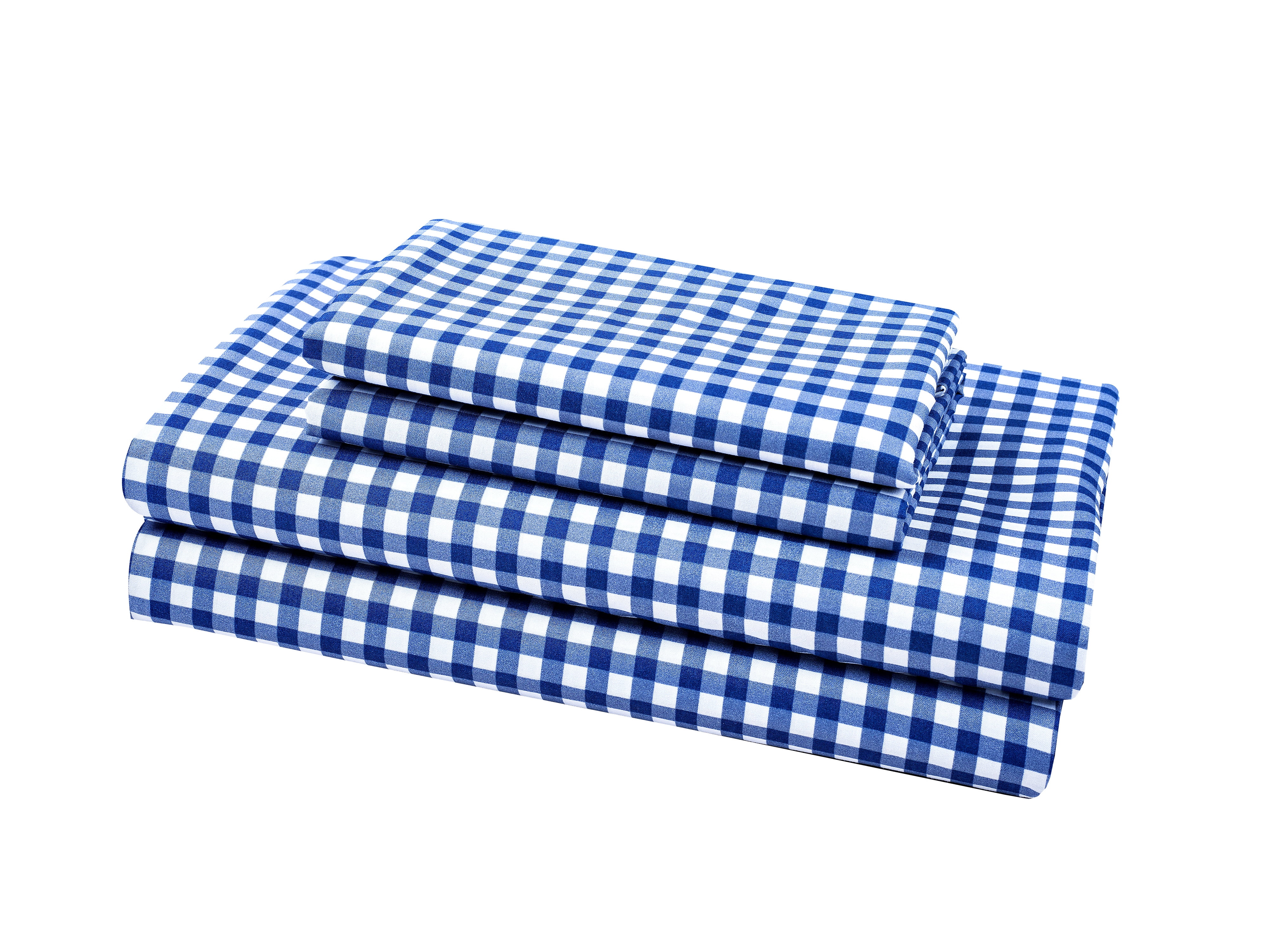 Mainstays Soft Wrinkle Resistant Microfiber King Stadium Blue Gingham ...
