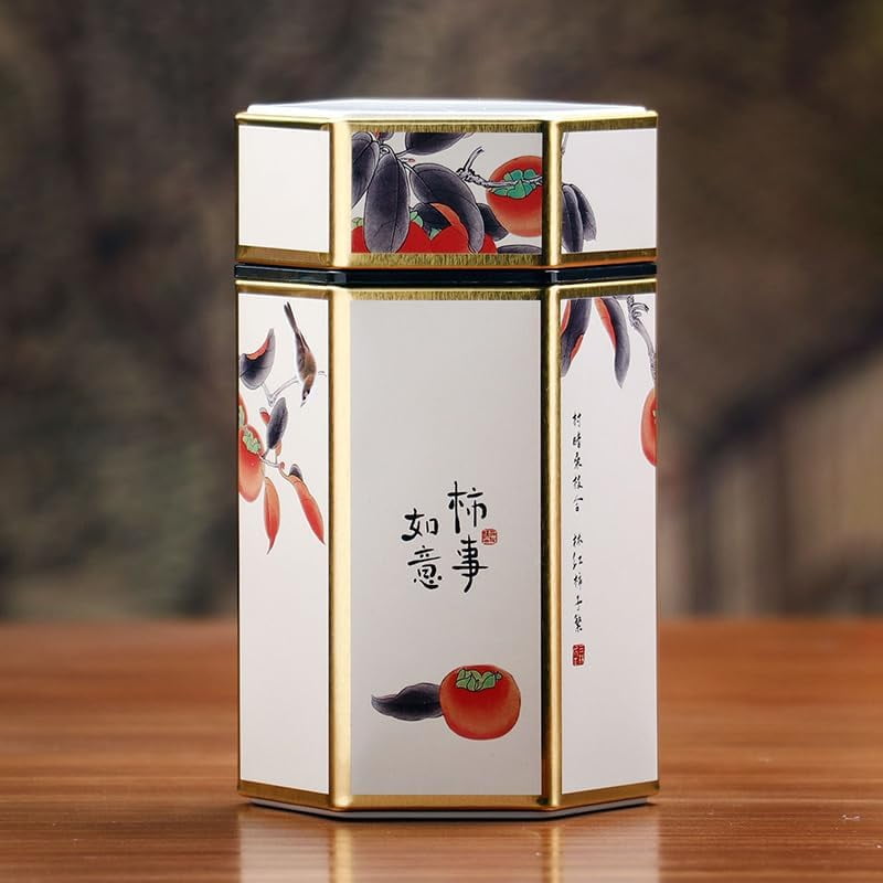 Creative Hexagonal Tea Pot Tin Can Chinese Tinplate Tea Storage Tank ...