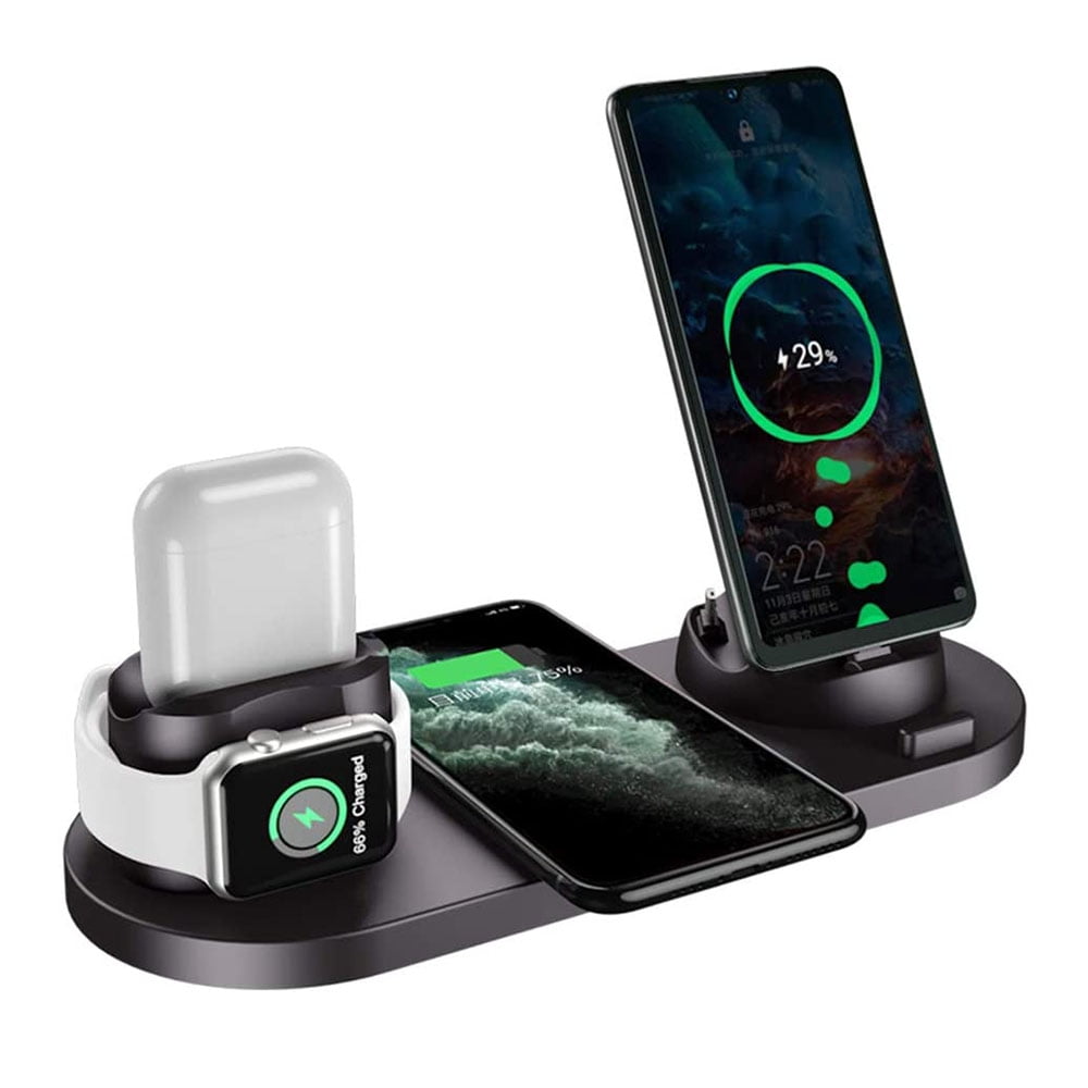 Leining Wireless Charging Station  6 In 1 Fast Charging Stand For Multiple Devices  Apple Watch Series 6/Se/5/4/3/2  Airpods Pro  Iphone 13/13 Pro/12/