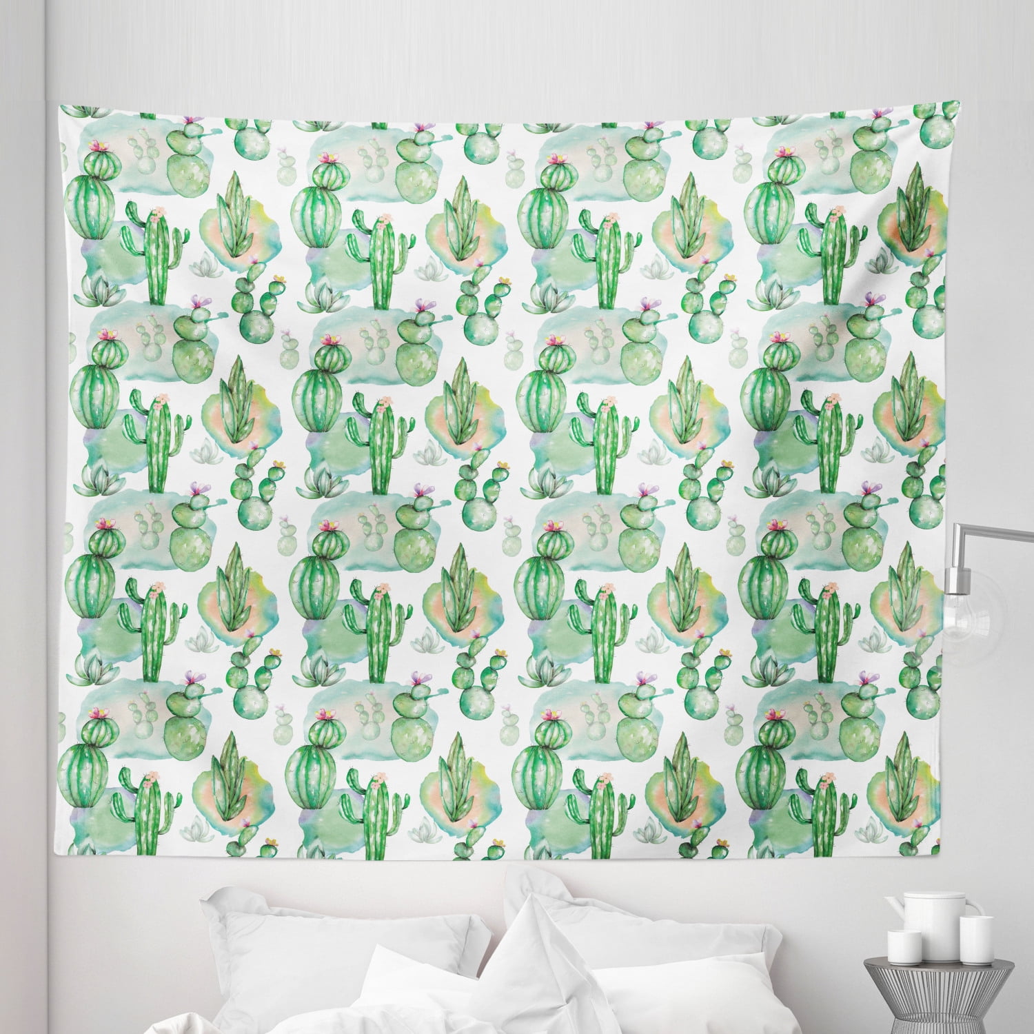 Cactus Tapestry, Hand Drawn Style Art Different Cactuses Floristics ...