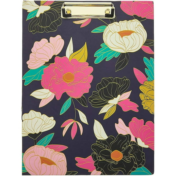 Floral Clipboard Folio with Notepad, Low Profile Clip and Interior ...