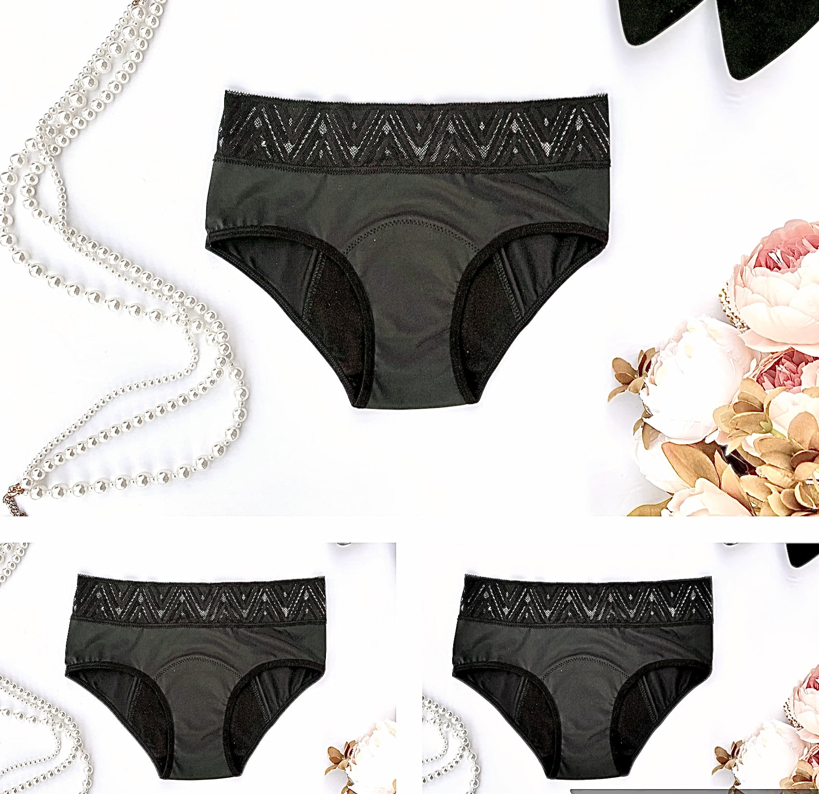 Womens Period Underwear Ladies Panties 3 Pack Absorbs 5 Tampons Of