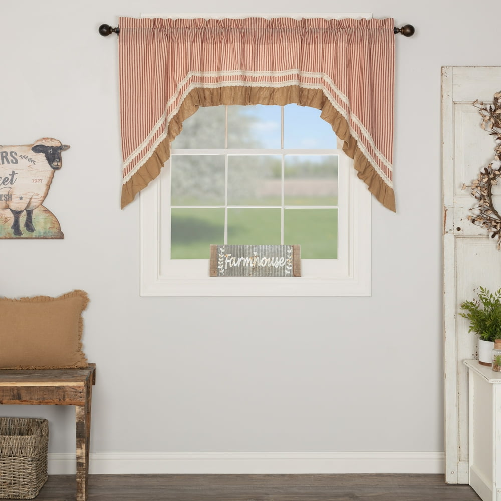 VHC Brands Classic Country Farmhouse Kitchen Window Curtains - Kendra ...