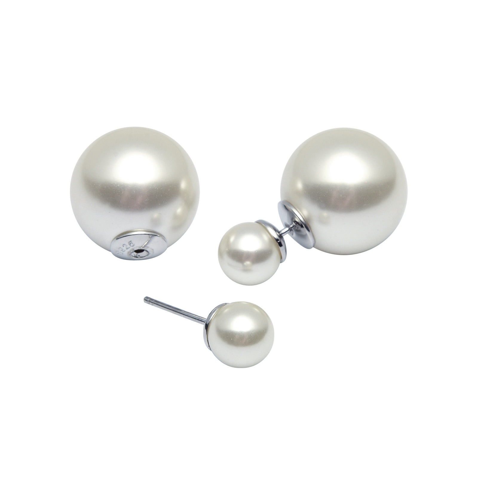 Click here for Huge Swan Elegant 2 Round Pearl Studs Double Sided... prices