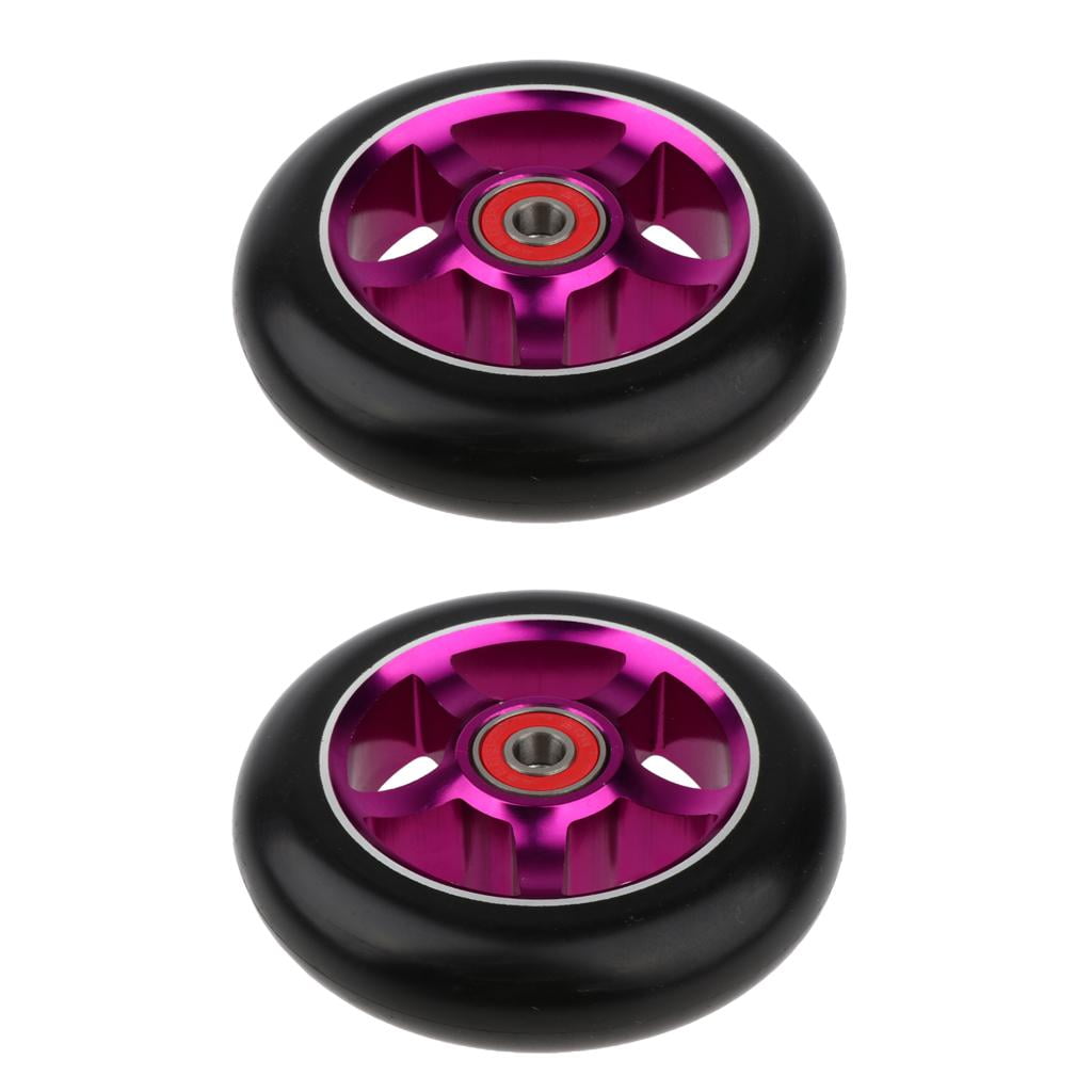 2pcs 100mm Scooter Wheels with Bearings - Aluminum Alloy Core ...
