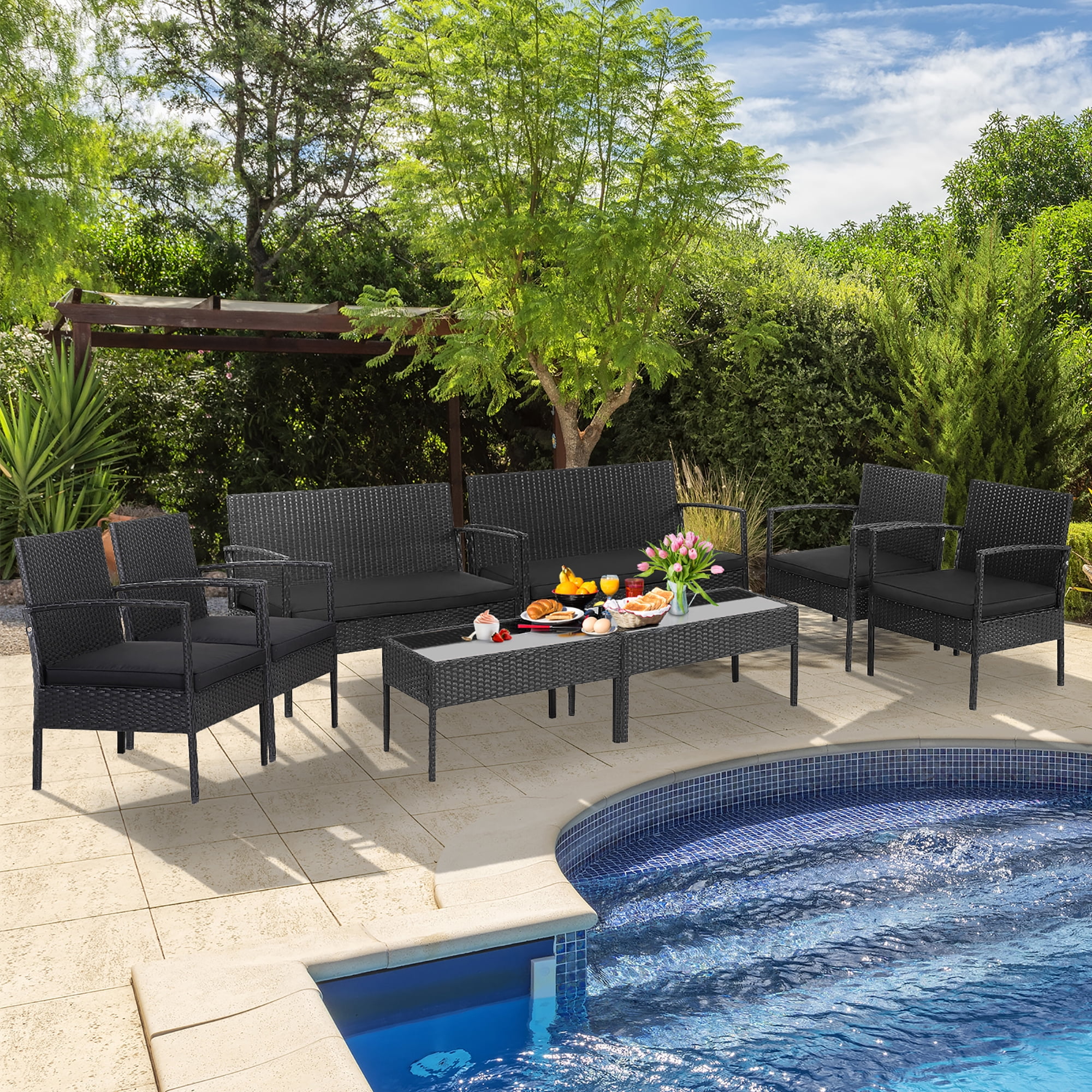 Click here for Costway 8 Pcs Patio Rattan Furniture Set Cushioned... prices