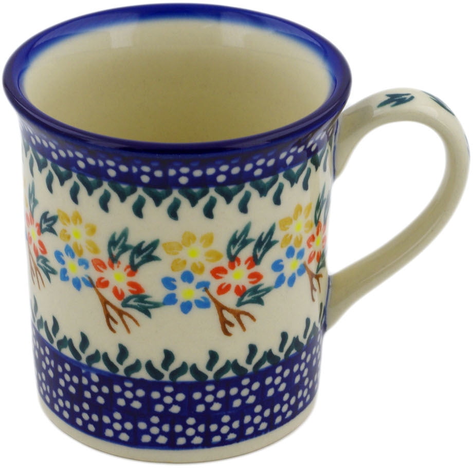 Polish Pottery 7 oz Mug (Spring Flower Ring Theme) Hand Painted in ...