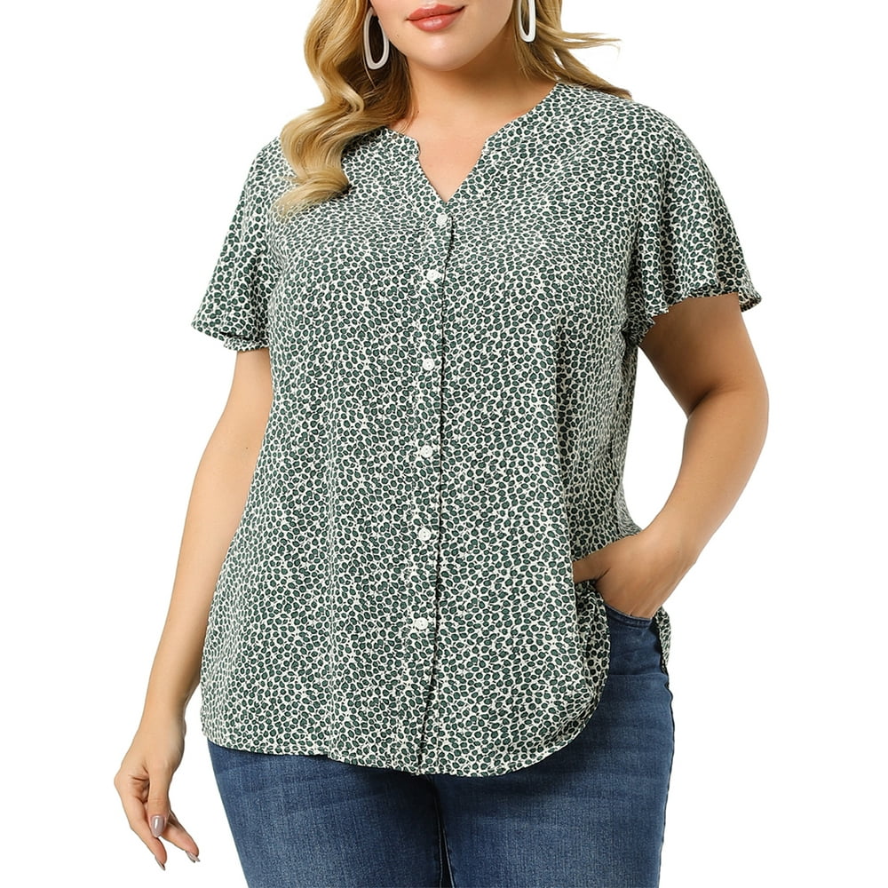 Agnes Orinda Agnes Orinda Womens Plus Size Short Sleeve Chiffon