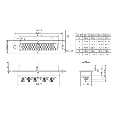 D-sub Connector DB44 Female Socket 44-pin 3-row High Density Port ...