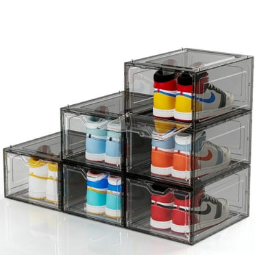Simplify Set of 12 Stackable Plastic Shoe Boxes in Black - Walmart.com