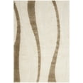 SAFAVIEH Florida Ellen Abstract Shag Area Rug, Cream/Dark Brown, 5'3" x ...