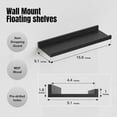 3 Set Floating Wall Shelves, 16 Inch Black Mounted Shelves with Raised ...