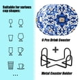 Drink Coasters Set of 6 with Holder Blue and White Porcelain Coasters ...