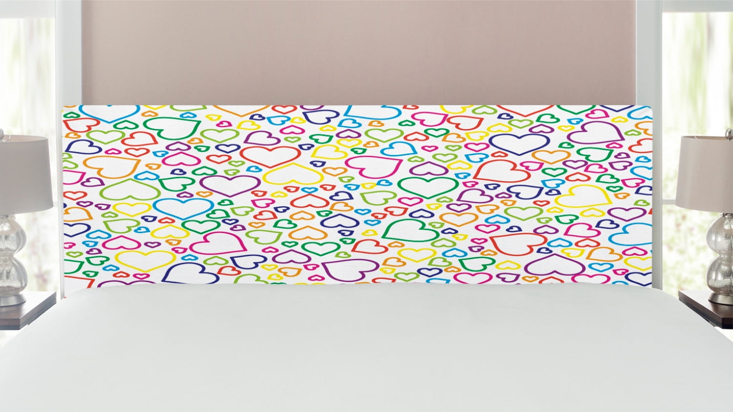 Love Headboard, Affection Doodle Style Pleasure Flourishes Curls ...