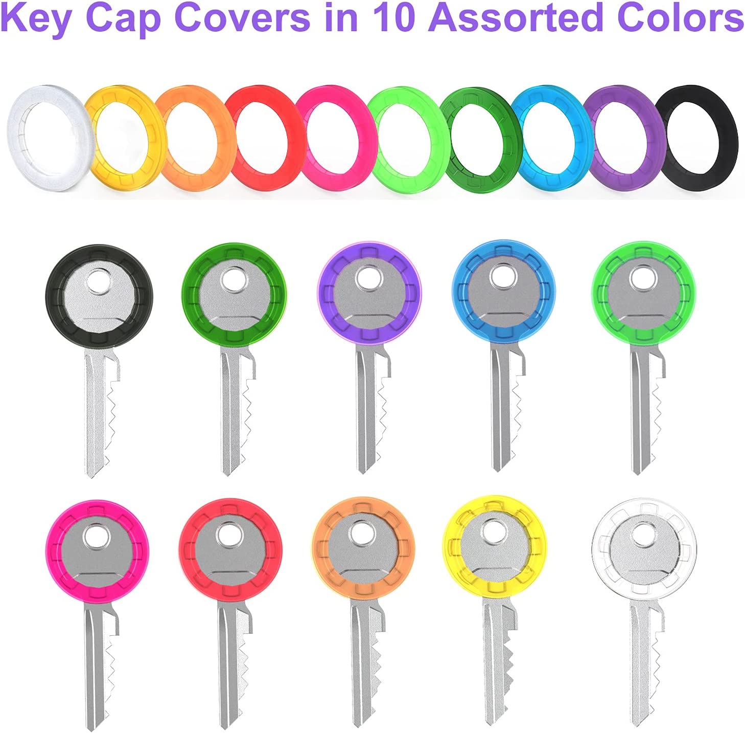 Key Tags With Labels 50-Pack Colored Silicone Key Covers With Labels ...