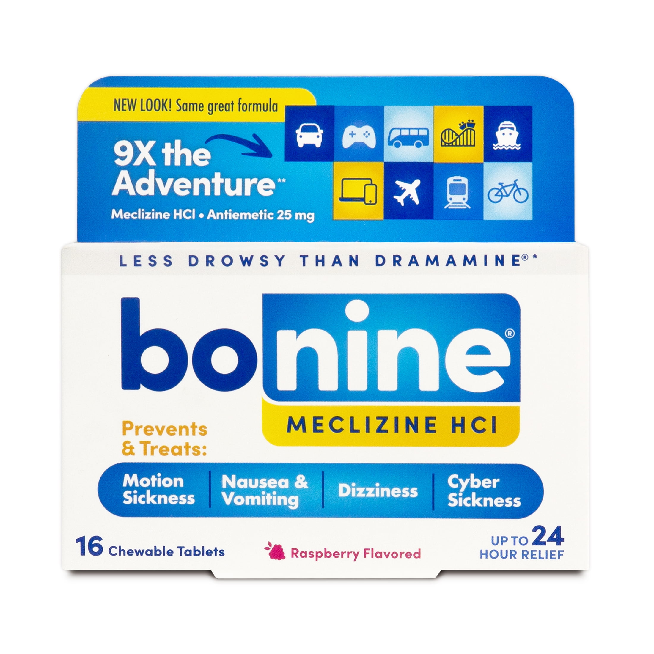 Bonine Motion Sickness Relief Chewable Tablets, Raspberry, 24 Ct - Walmart.com