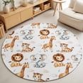 Cartoon Lions Giraffe Tiger 8FT Round Area Rugs for Living Room Cute ...